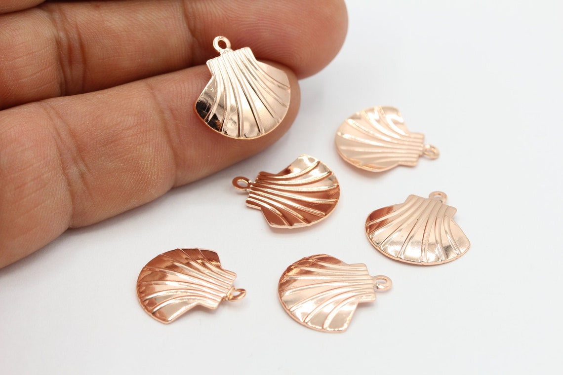 17x17mm Rose Gold Plated Shell Charms Shell Pendant Clam - Etsy