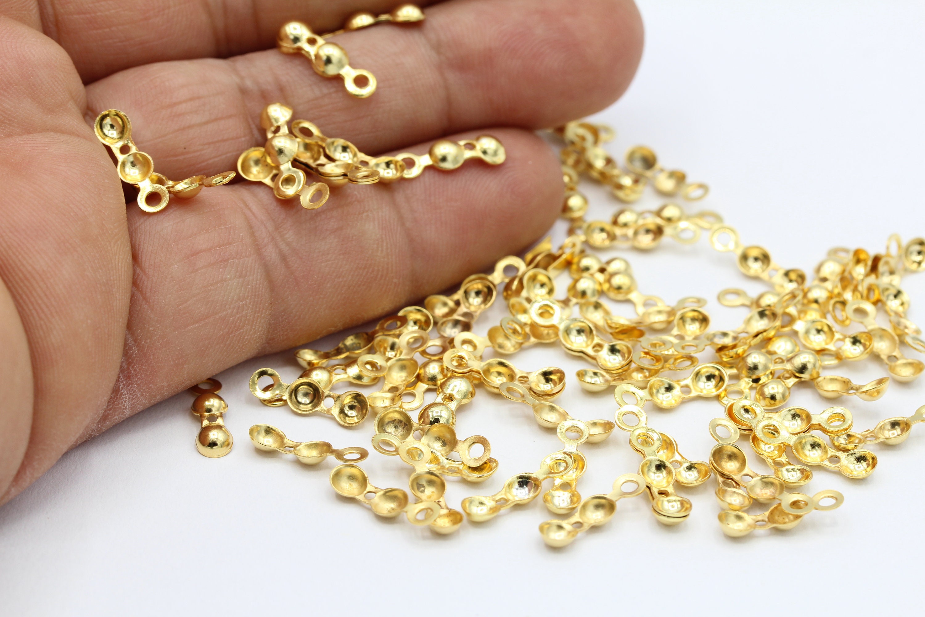 24 K Shiny Gold Clamshell Bead Tip Gold Plated Bead Tips - Etsy