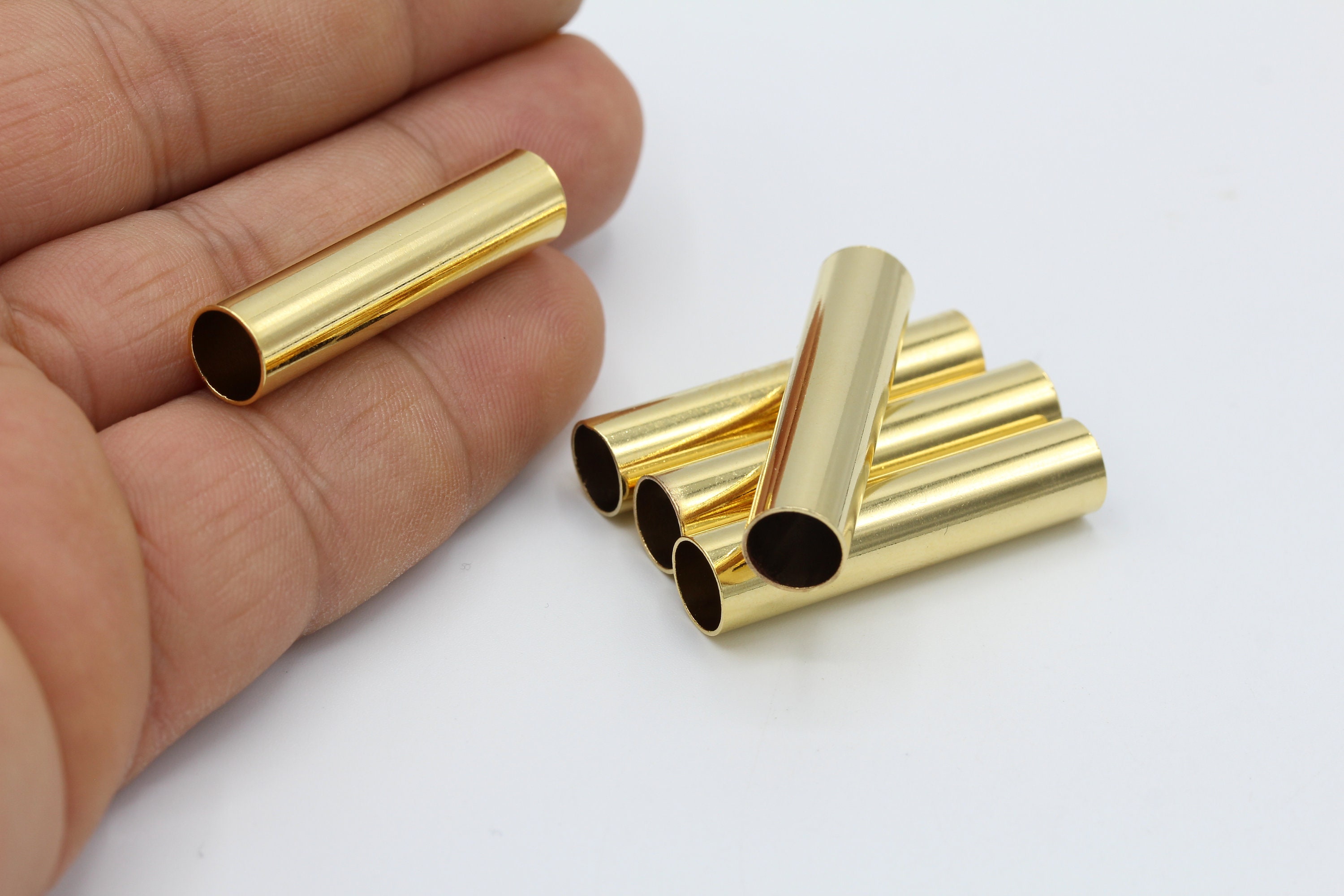 8x35mm 24 k Shiny Gold Plated Round Tubes Long Round Tube | Etsy