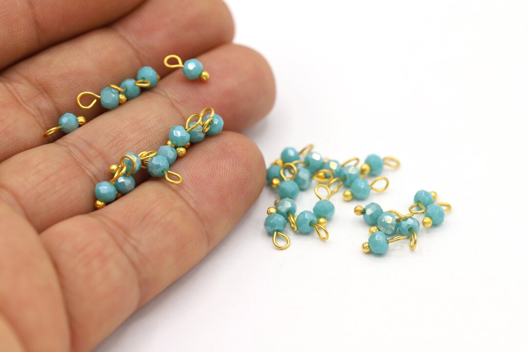 4mm Gold Plated Wire Wrapped Link Beads , Crystal Beads ,foot Beads ...