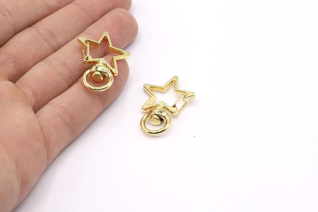 24x34mm 24 K Shiny Gold Plated Key Chain Rings, With Attached Chain ...