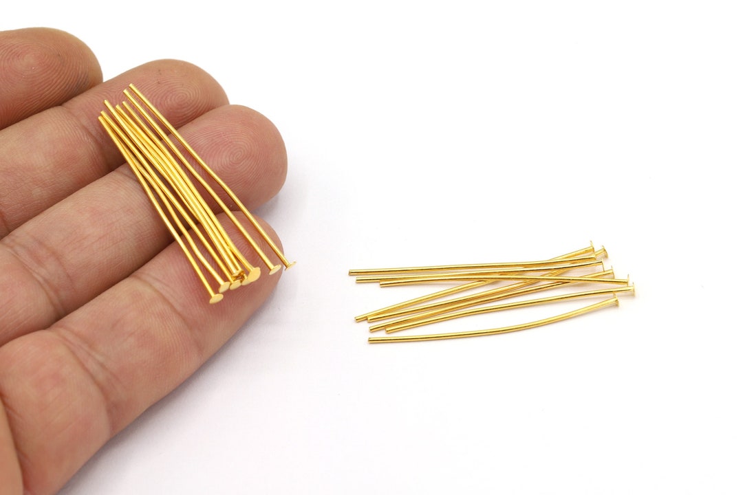40mm 24 K Shiny Gold Plated Head Pin, Pin Head, Pin Charms, Bead Needle ...