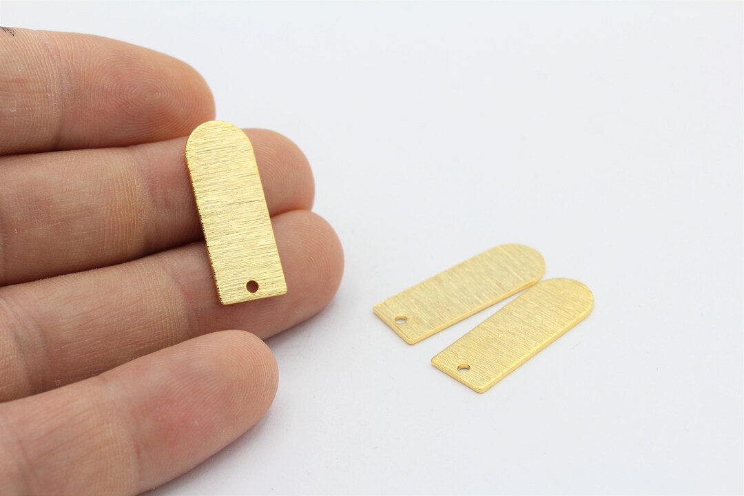10x25 Shiny 24 K Gold Plated D Shape Charms , Textured Blanks , With 1 ...