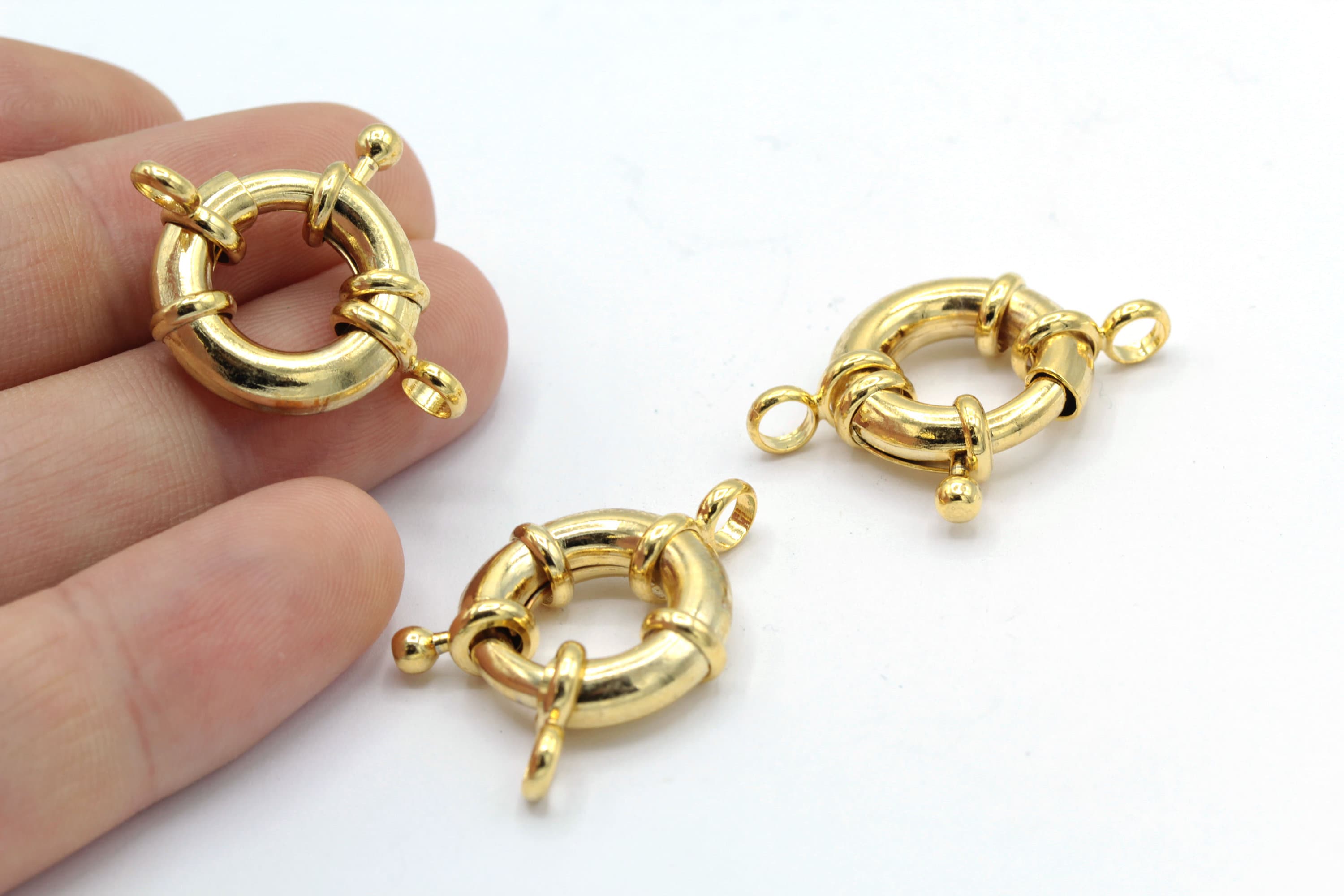19mm 24 K Shiny Gold Plated Spring Clasp , Round Clasp , Necklace ...