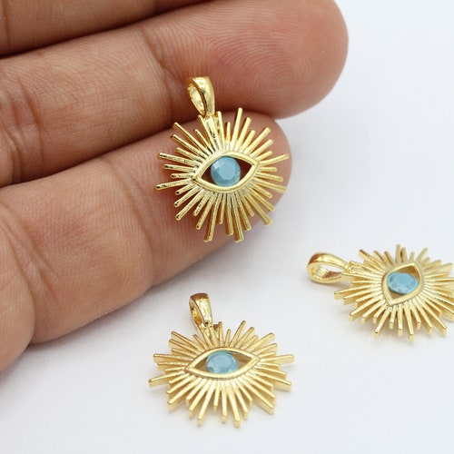 8x165mm 24 K Shiny Gold Plated Eye Pendant Mini Eye Charms - Etsy