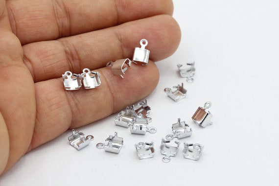 Rhodium Plated Rhinestone Chain Crimp End Connectors Chain | Etsy