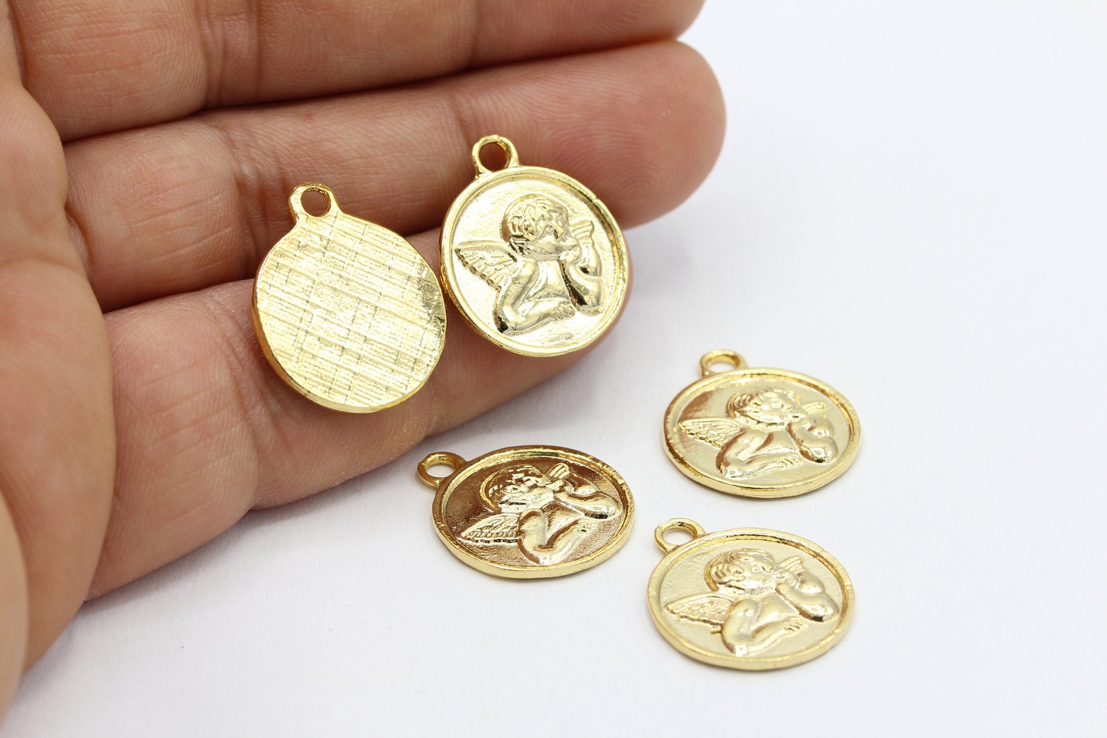 18x21mm 24 K Shiny Gold Plated Angel Coins Greek Coins | Etsy