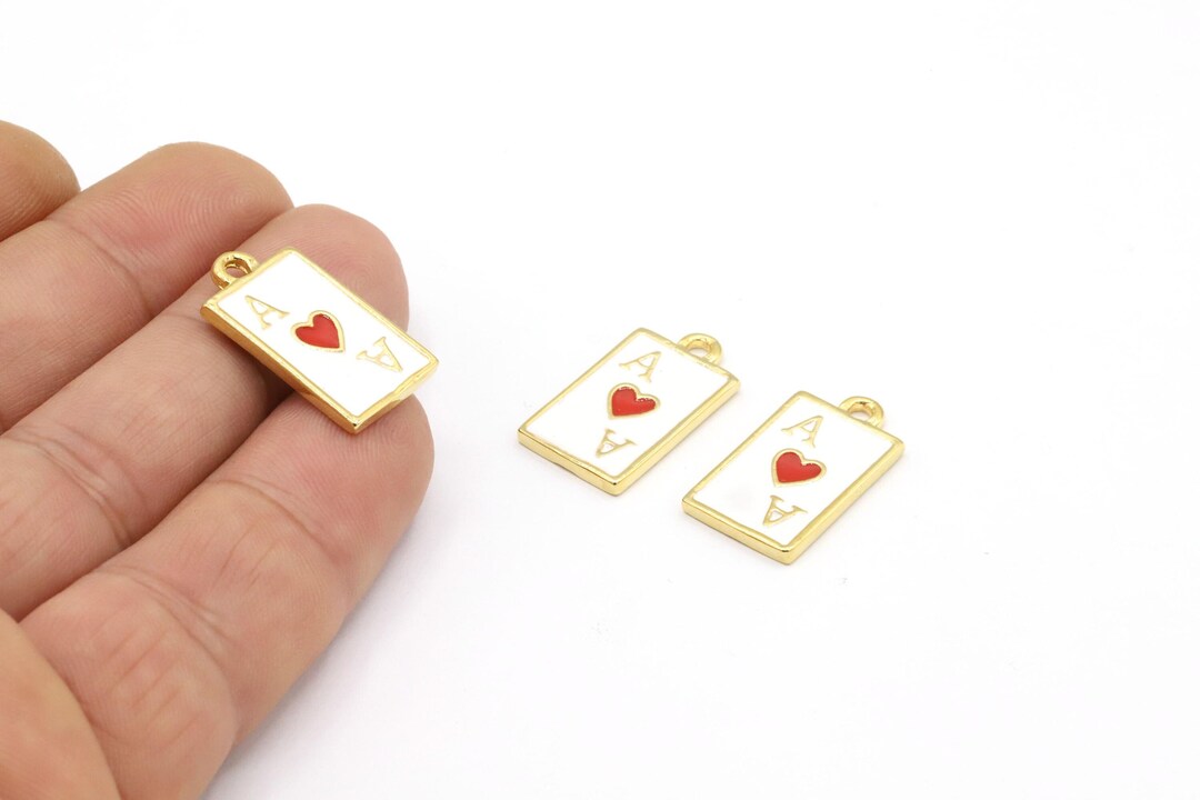13x23mm 24 K Shiny Gold Plated Playing Cards Pendant, Gold Plated ...