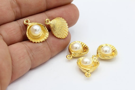 15x20mm 24 K Shiny Gold Plated Pearl Shell Pendants Pearl | Etsy