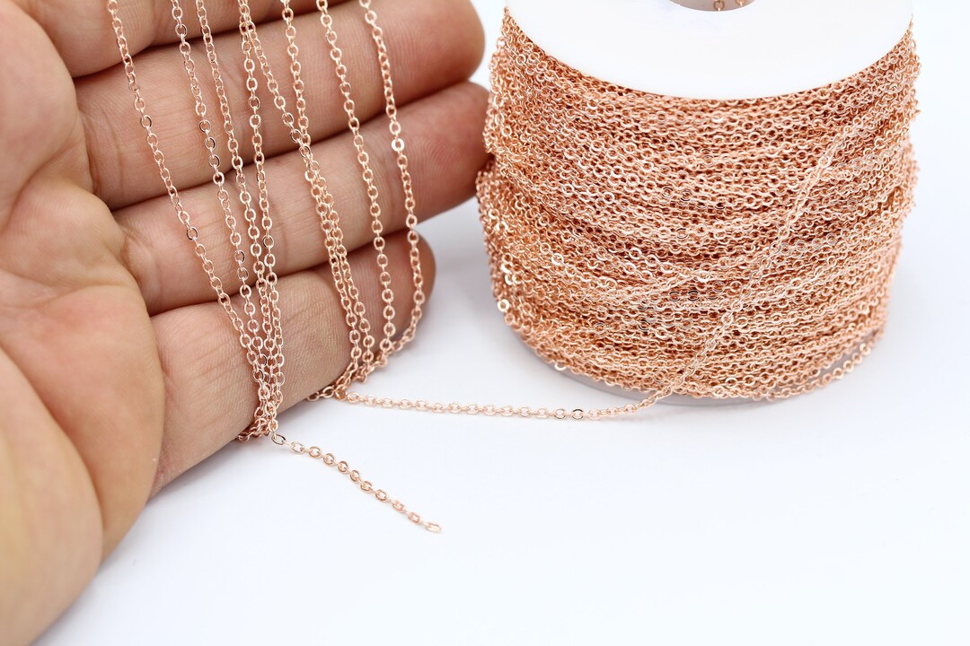 1,5x2mm Rose Gold Plated Chains , Soldered Chains, Rose Gold Plated ...