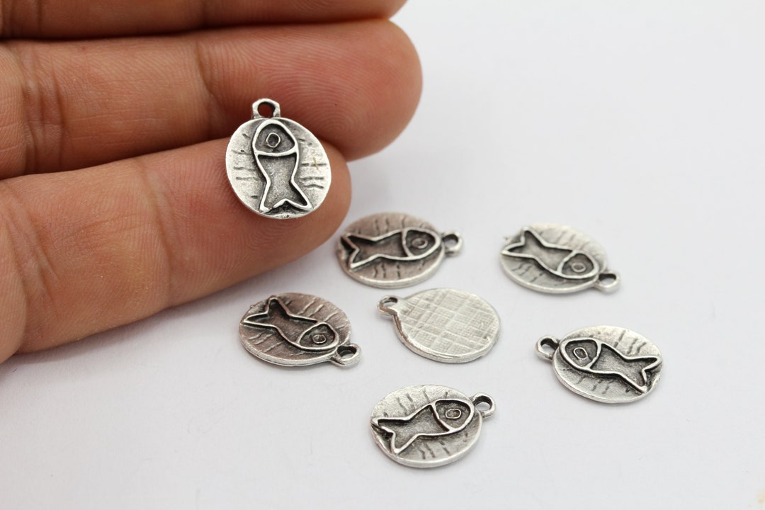 12x15mm Antique Silver Plated Fish Charms , Fish Pendants , Fish ...