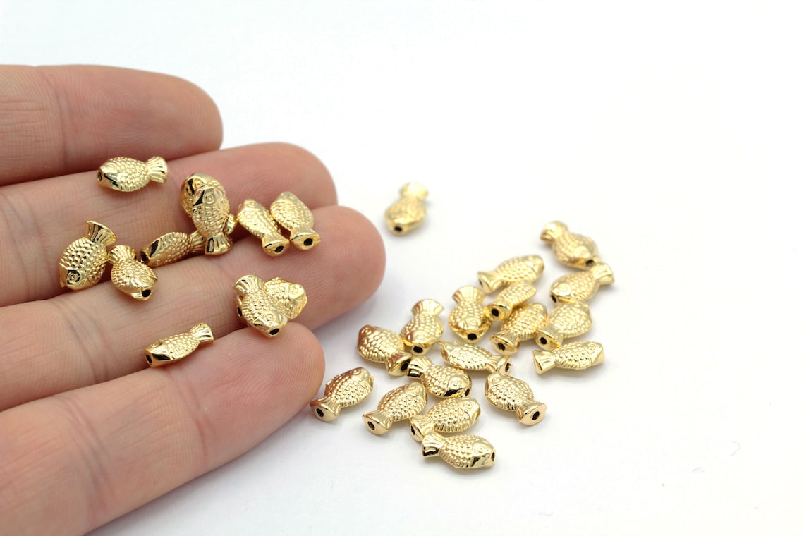 6x10mm 24 K Shiny Gold Plated Fish Charms GLD1163 - Etsy