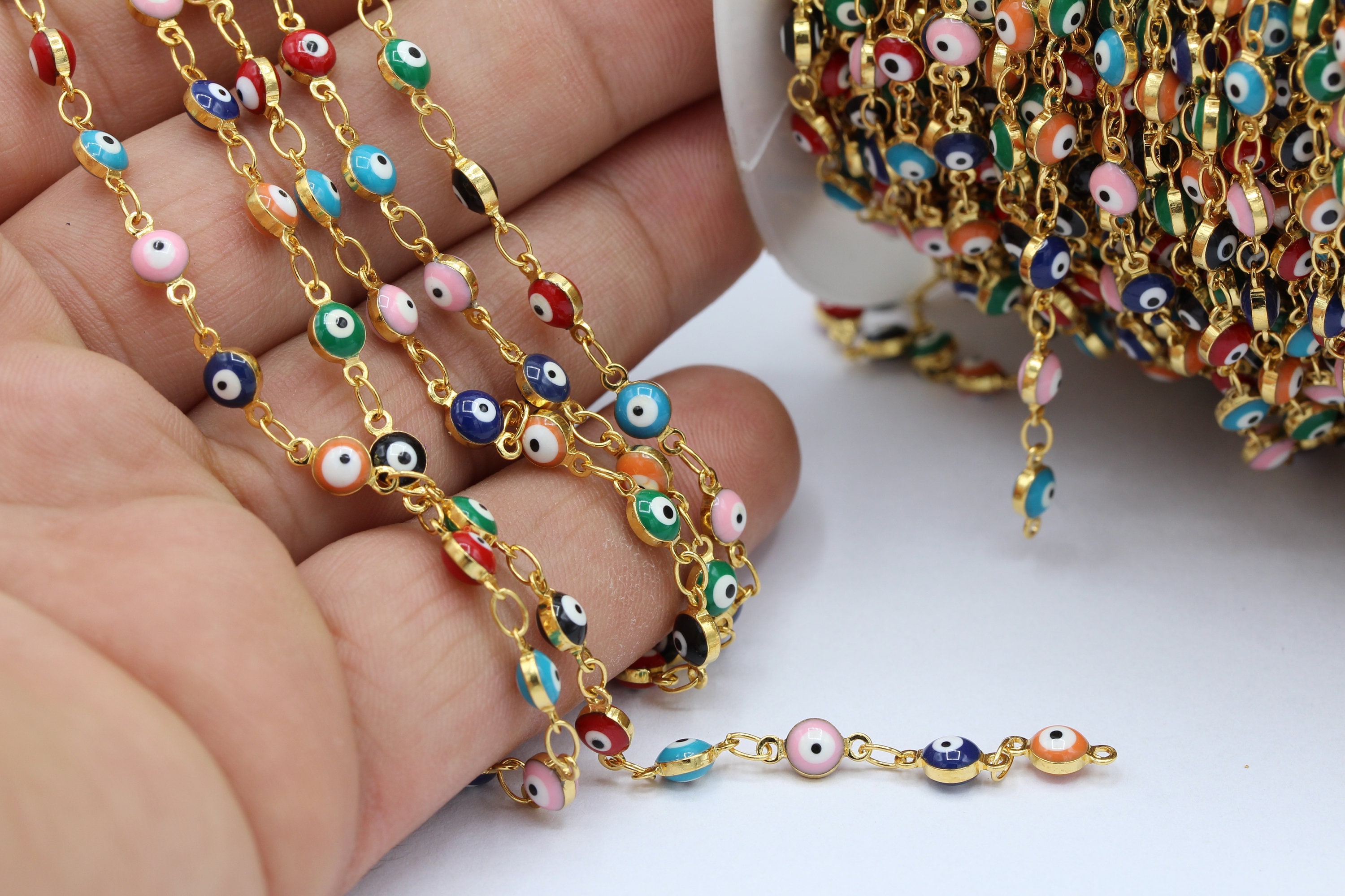 24 K Shiny Gold Plated Linked Evil Eye Chains Foot Chains | Etsy