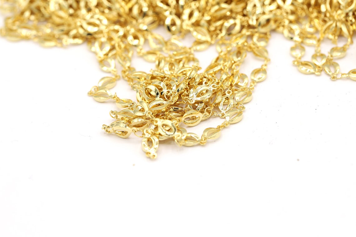 5x11mm 24 K Shiny Gold Plated Chain, Necklace Chains, Drop Chains, Gold ...