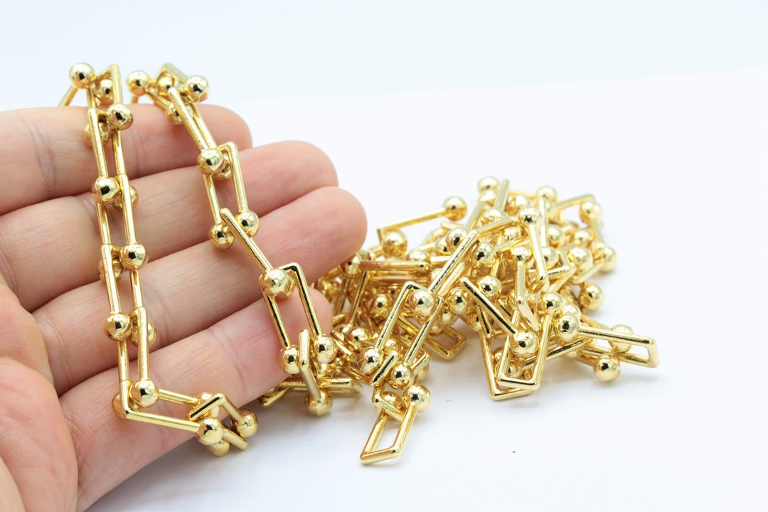 8x20mm 24 K Shiny Gold Plated U-shaped Ball Chains Bulk - Etsy