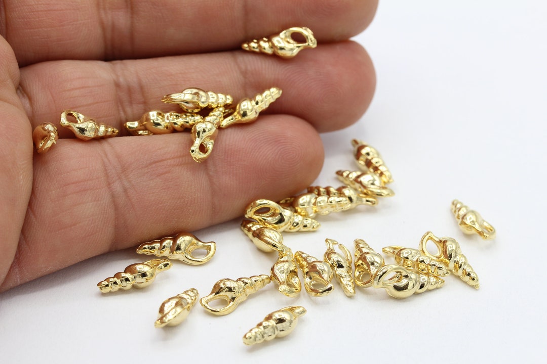 5x13mm 24 K Shiny Gold Plated Sea Shell Charms , Shell Pendants ...