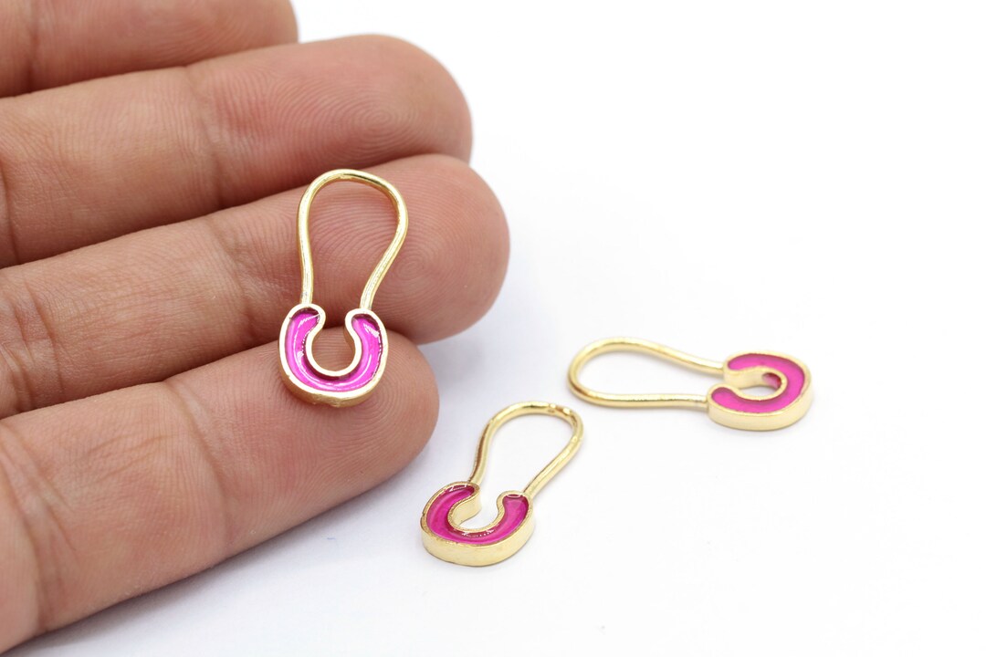 24 K Shiny Gold Plated, Safety Pin Chram,,safety Pin Pendant, Safety ...