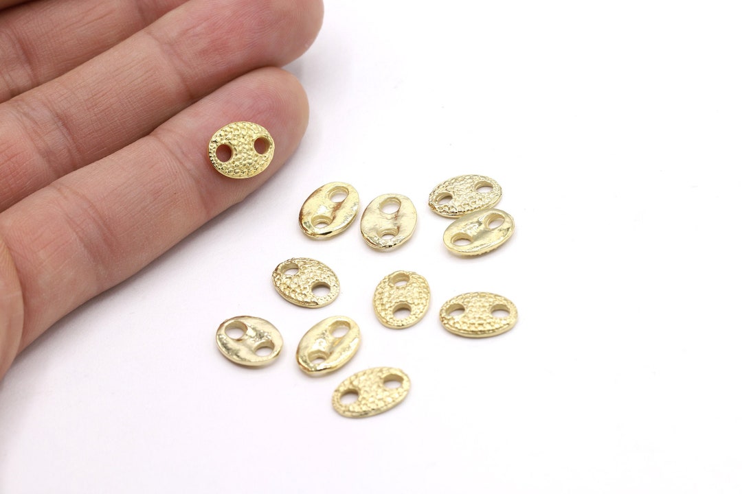 9x12mm 24 K Shiny Gold Plated Button Charms , Button Connectors, Gold ...