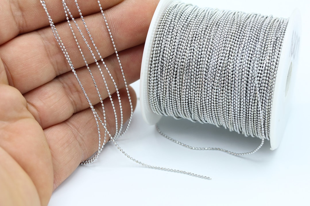 1mm Rhodium Plated Ball Chains , Faceted Ball Chains - CHN24 - Etsy