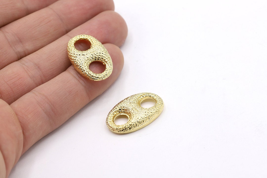 16x26mm 24 K Shiny Gold Plated Button Charms , Button Connectors, Gold ...