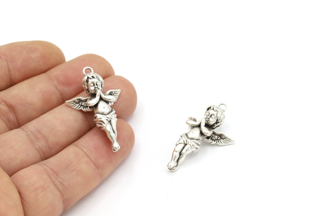 23x37mm Antique Silver Plated Angel Pendant, Antique Silver Plated ...