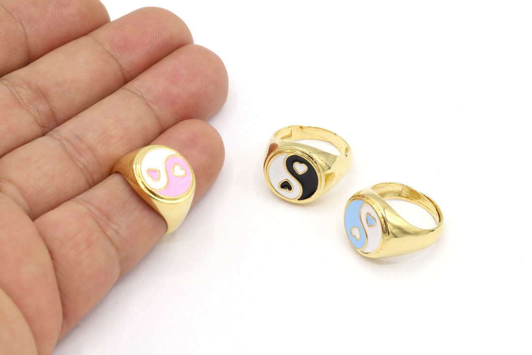 Inner Size 17mm 24 K Shiny Gold Plated Yin Yang Ring Settings ...