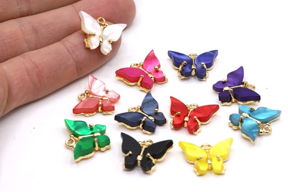 Butterfly Charms 24 K Shiny Gold Plated Butterfly Pendants Mini Butterfly Necklace Findings Emaye Butterfly 16x20mm GLD876 Etsy