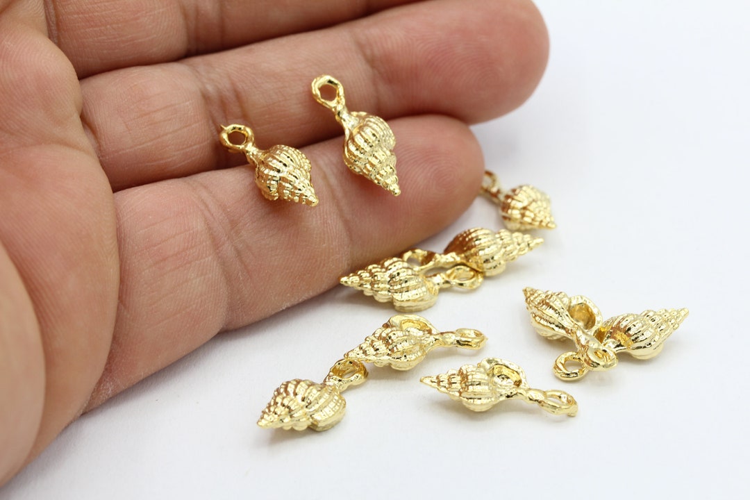 7x20mm 24 K Shiny Gold Plated Sea Shell Charms , Shell Pendants ...