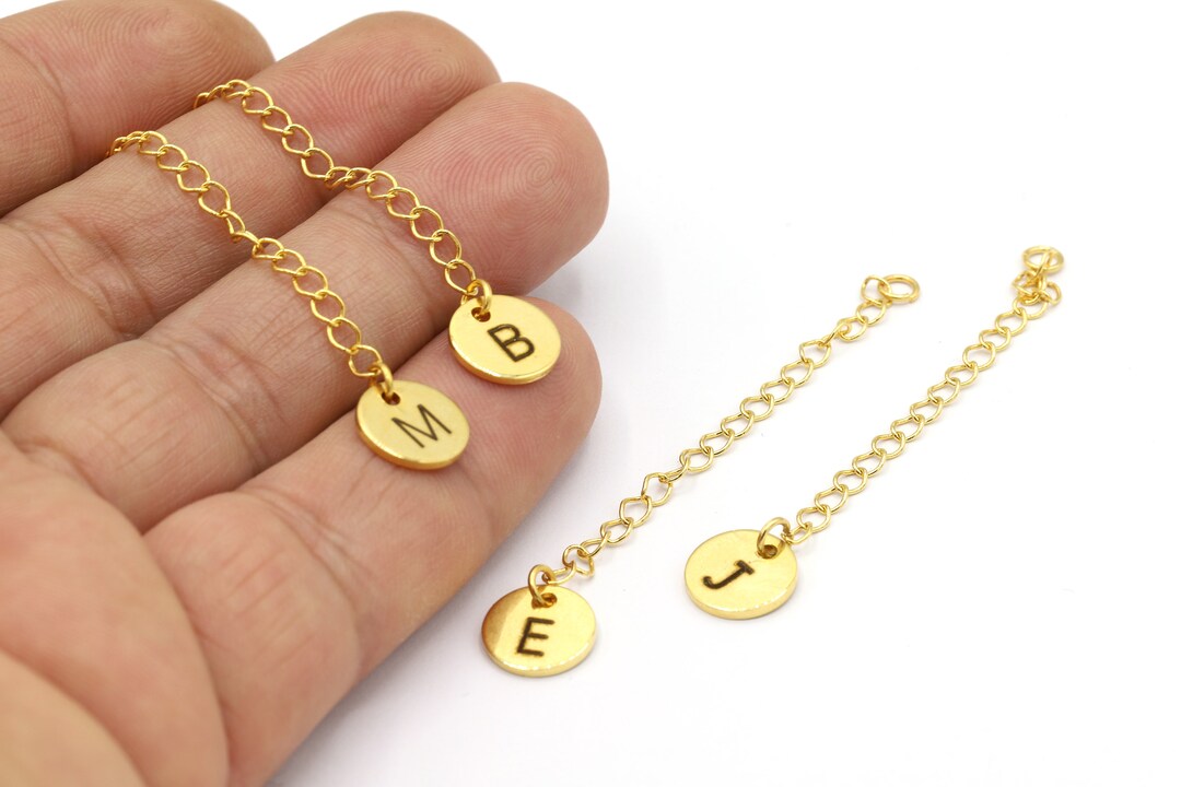 2,5” 24 K Shiny Gold Plated Extender Chains, Stamping Disc, Extender ...