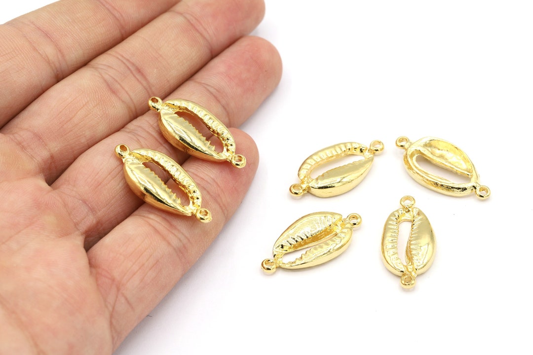 13x27mm 24 K Shiny Gold Plated Oyster Charms Shell Pendant, Gold Plated ...