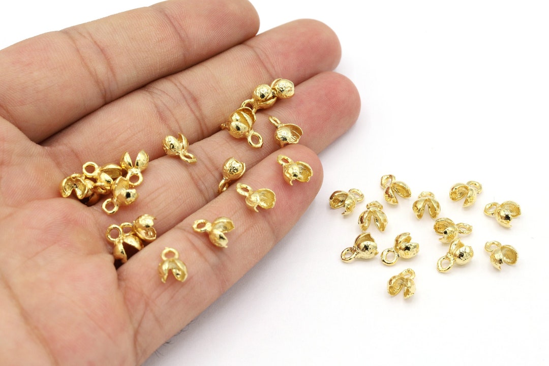 24 K Shiny Gold Plated Connector, Crimp , Ball Chain Connector, Pendant ...