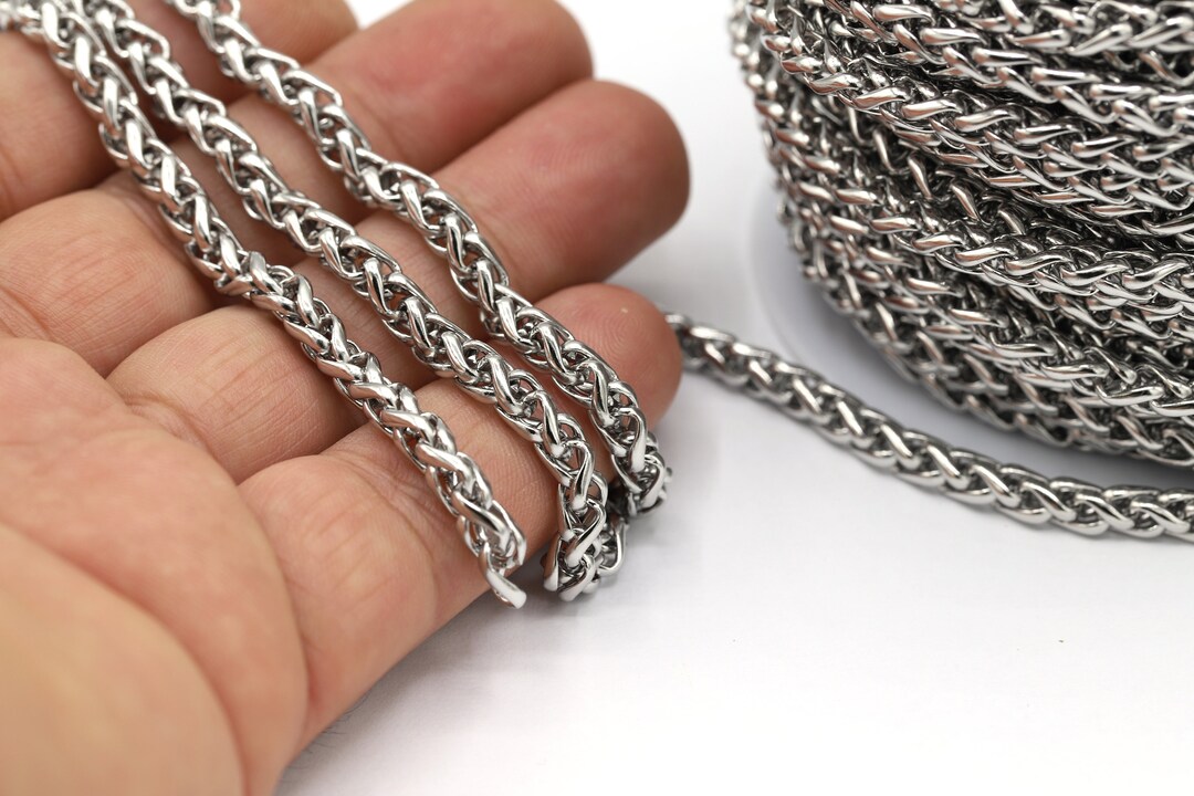 5mm Steel Rectangle Chain, Bulk Chains, Handmade Steel Chains, Necklace ...