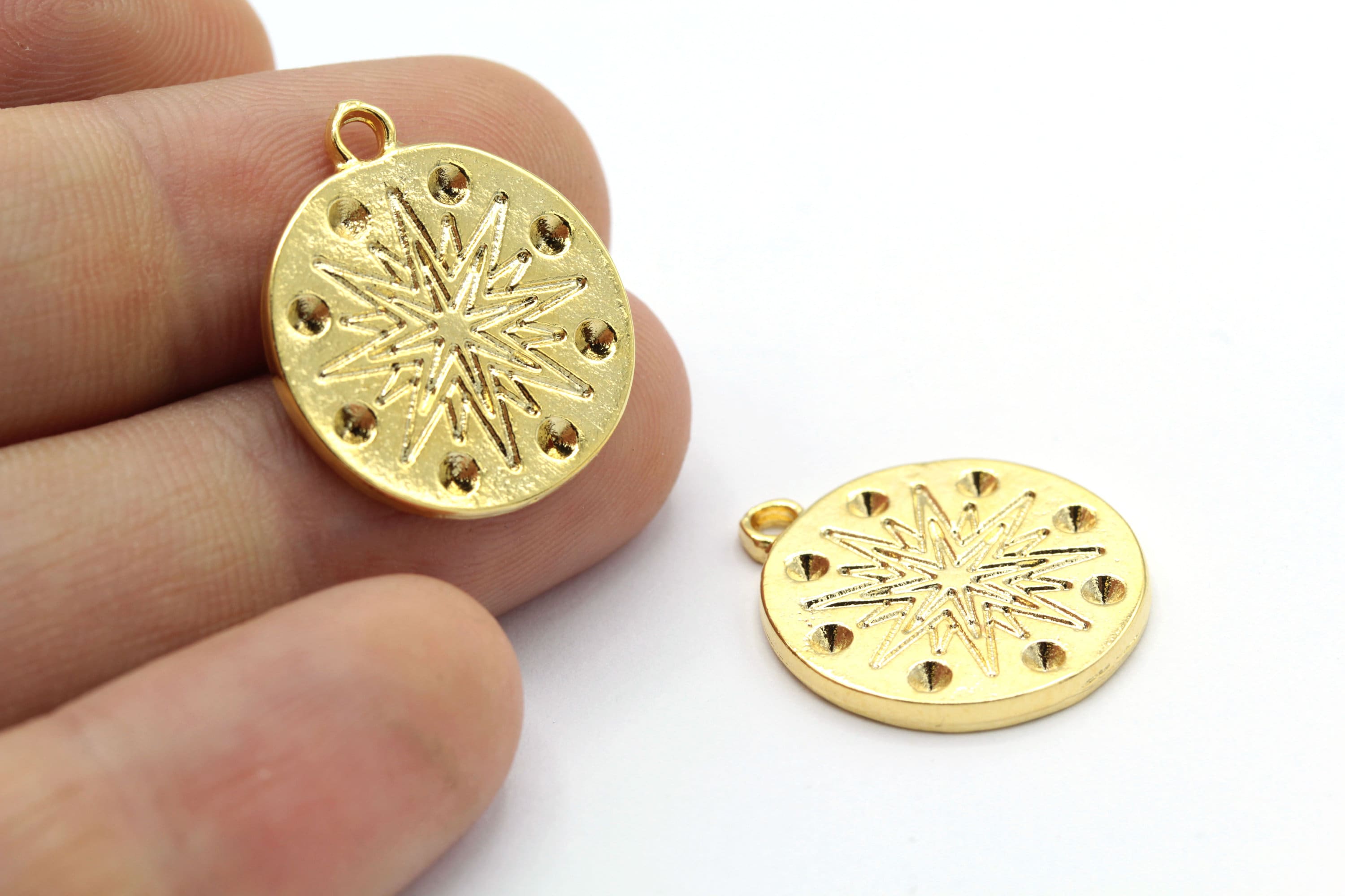 20X23 24 K Shiny Gold Plated North Star Medallion , North Star Necklace ...