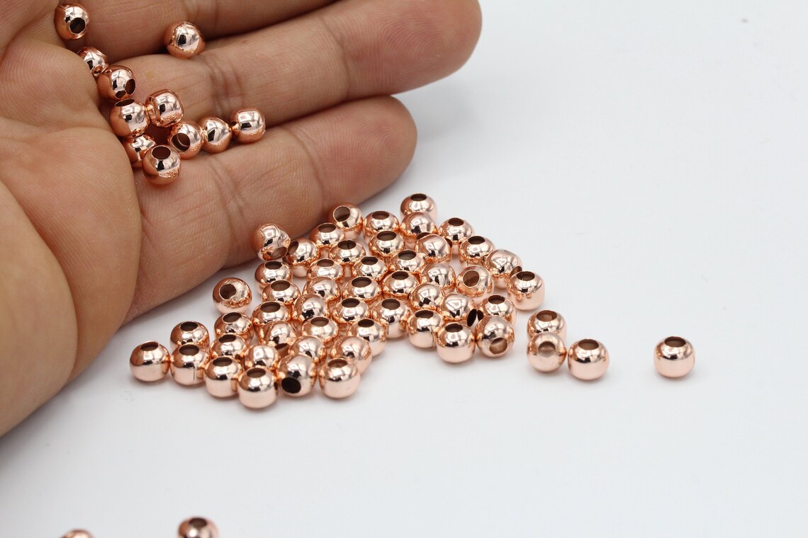 6mm Rose Gold Plated Spacer Beads Ball Beads RSG97 - Etsy