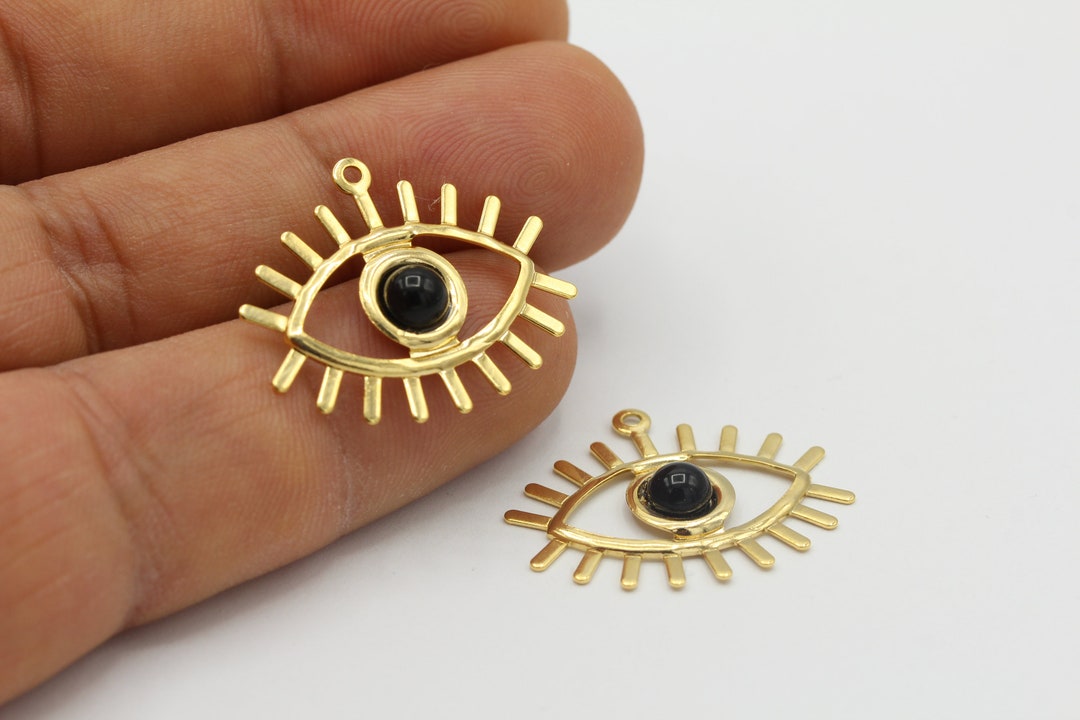22x26mm 24 K Shiny Gold Plated , Eye Pendant , Eye Findings , Eye ...