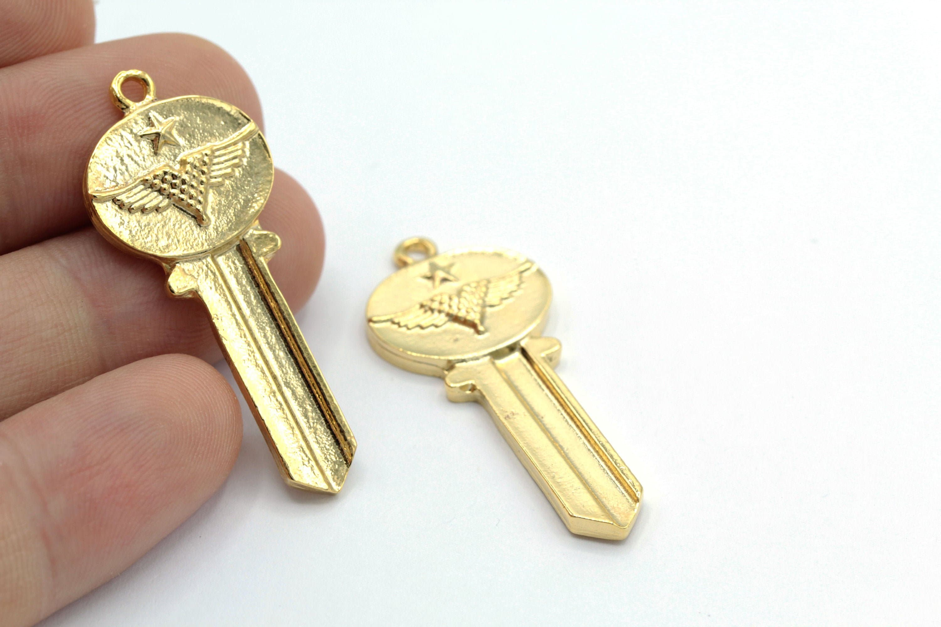 17x42mm 24 K Shiny Gold Plated Key Charms Gold Plated Key - Etsy