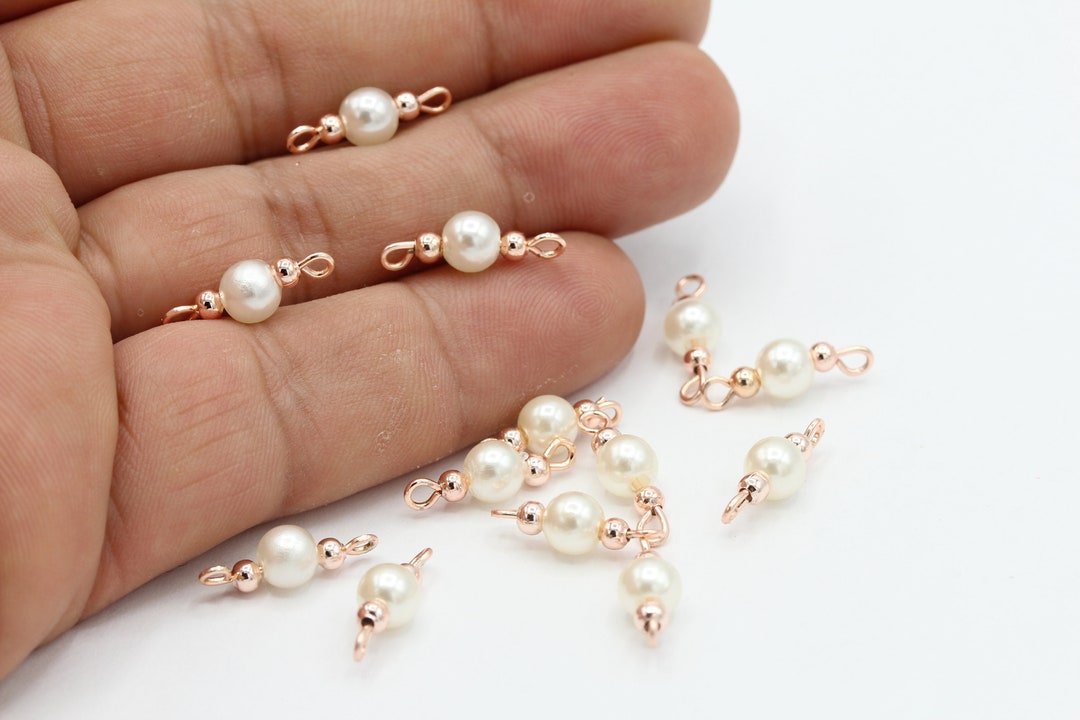 6mm Rose Gold Plated Wire Wrapped Link Beads , Pearl Beads ,foot Beads ...