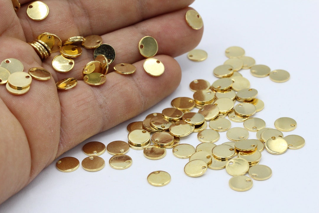 8mm 24 K Shiny Gold Plated Round Disc , Stamping Blank , Coins - GLD304 ...
