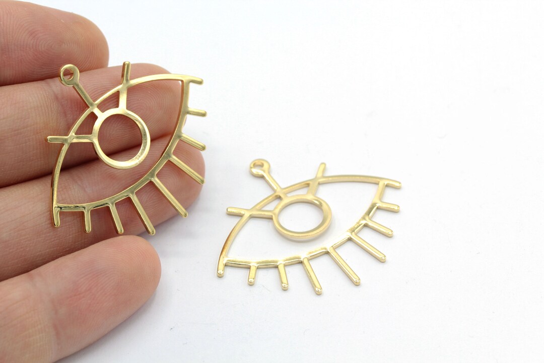 40x35mm 24 K Shiny Gold Plated , Eye Pendant , Eye Findings , Eye ...