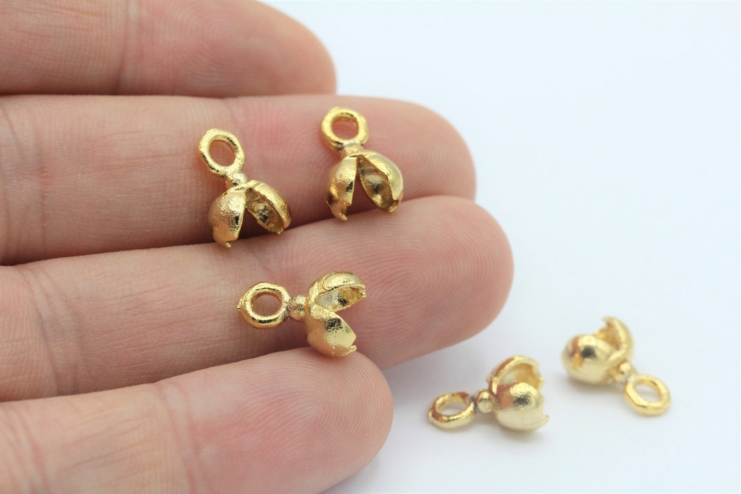 24 K Shiny Gold Plated Connector, Crimp , Ball Chain Connector, Pendant ...