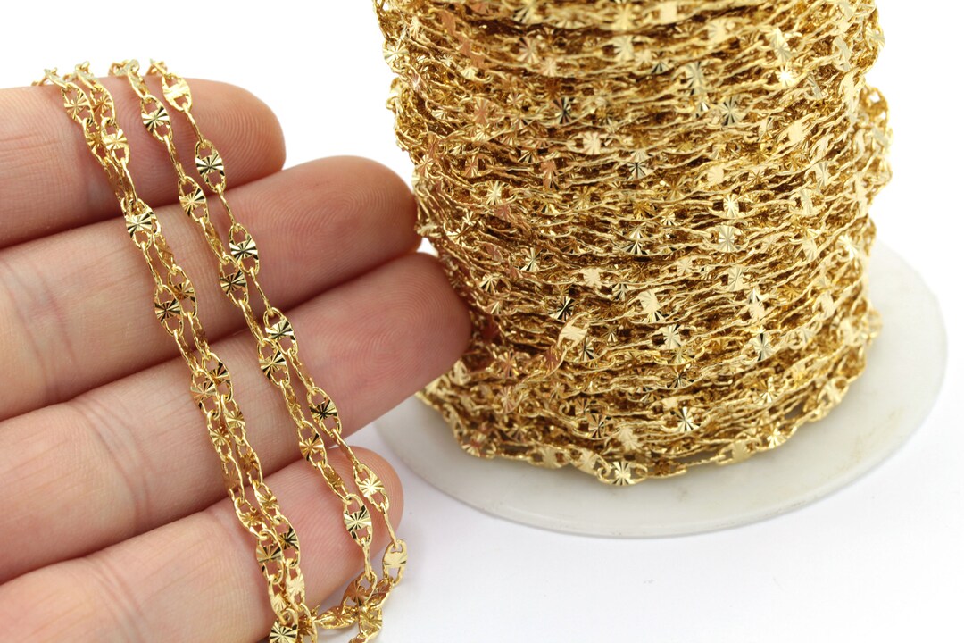 3x6mm 24 K Shiny Gold Plated Chains , Necklace Chains , Star Chains ...