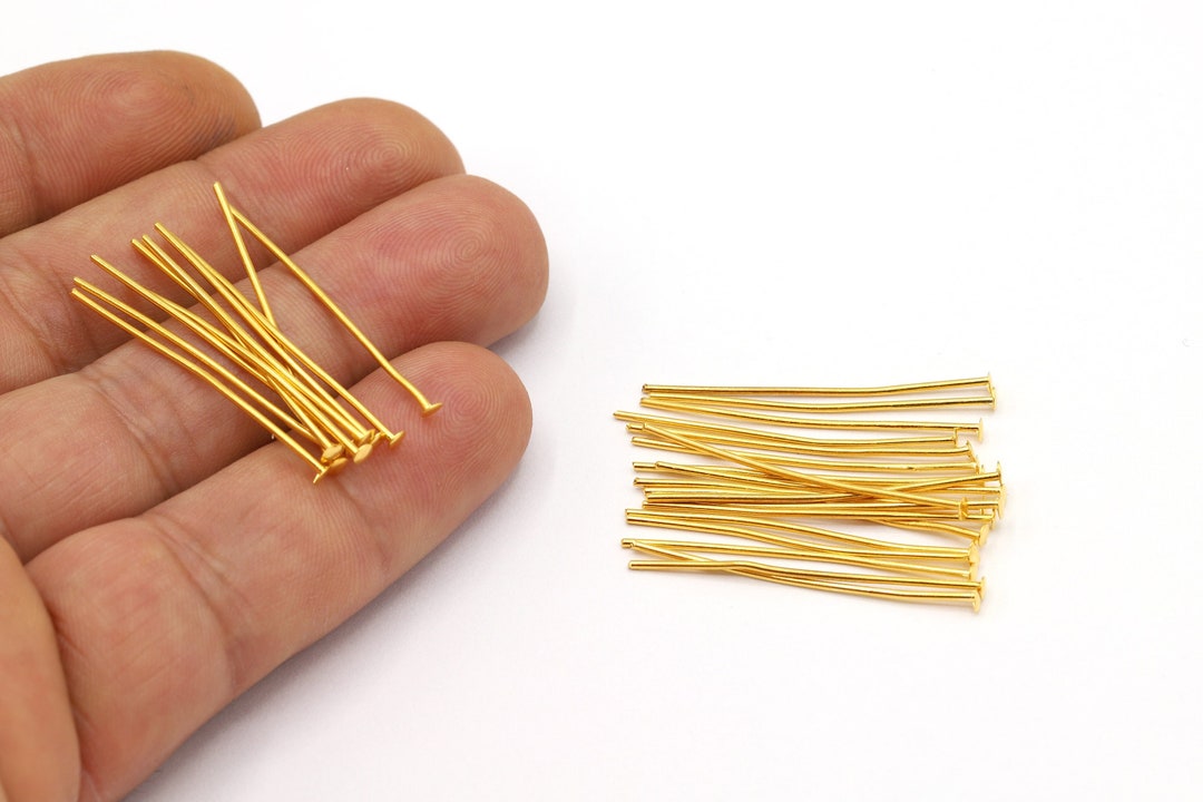 35mm 24 K Shiny Gold Plated Head Pin, Pin Head, Pin Charms, Bead Needle ...