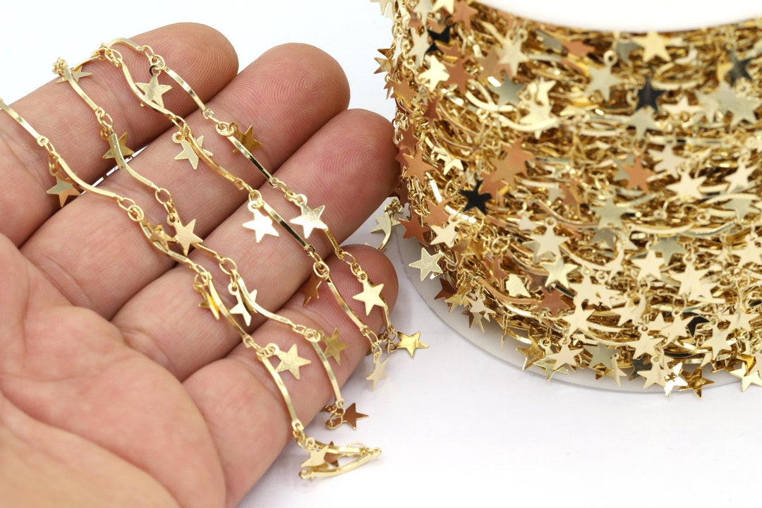 24 K Shiny Gold Plated Star Chains, Star Chains, Star Chain, Star ...