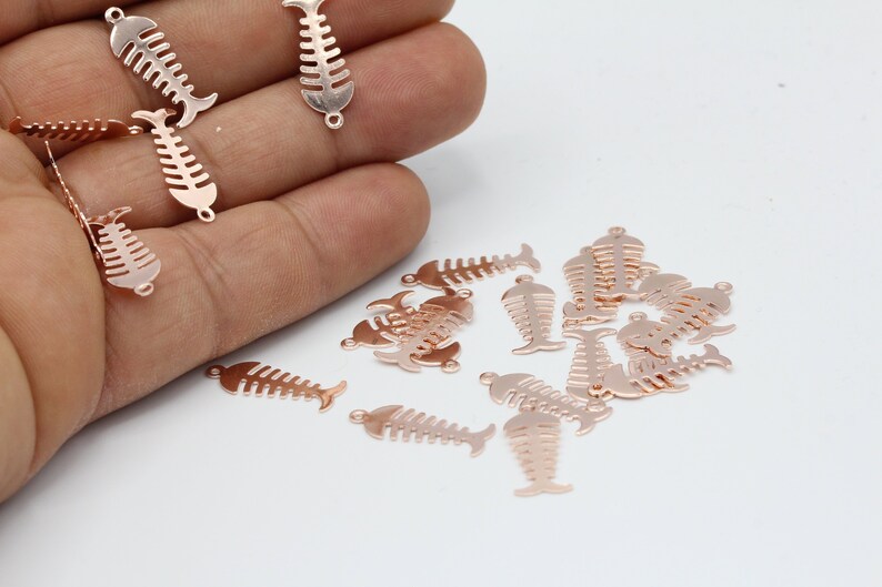 7x20mm Rose Gold Plated Fish Bone Charms - RSG64 - Etsy