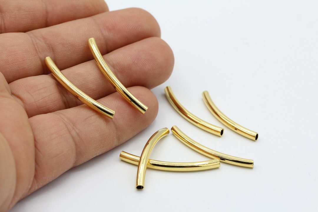 3x35mm 24 K Shiny Gold Plated Round Curved Tubes , Round Curved Tube ...