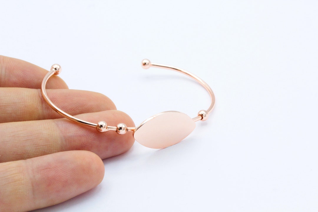 1,5x140mm Rose Gold Plated Cuff Bracelet , Personalized Bangle Bracelet ...