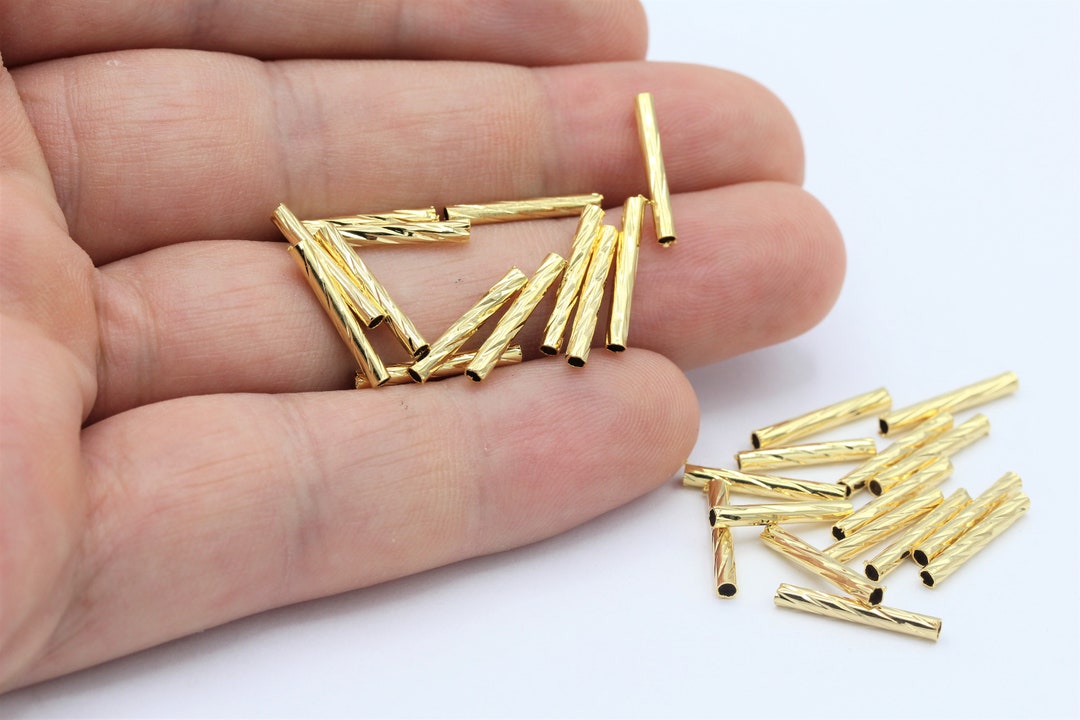 2x14mm 24 K Shiny Gold Plated Tube, Gold Plated Necklace Tube- GLD-952 ...