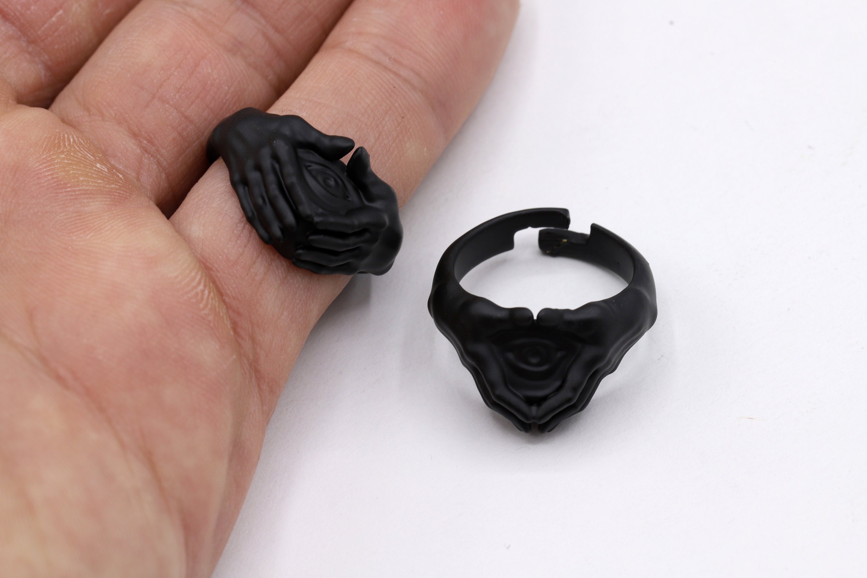 Black Plated Adjustable Ring Settings Black Eye ringBlack | Etsy