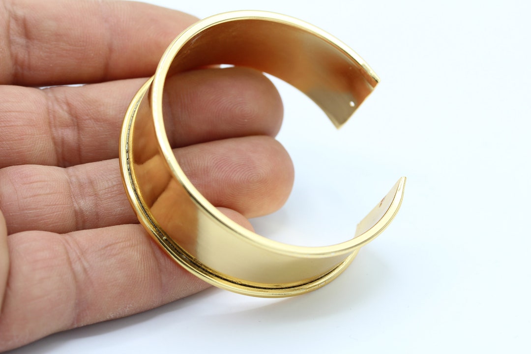 20x155mm Channel Size 17mm 24 K Shiny Gold Plated Cuff Bangle ...
