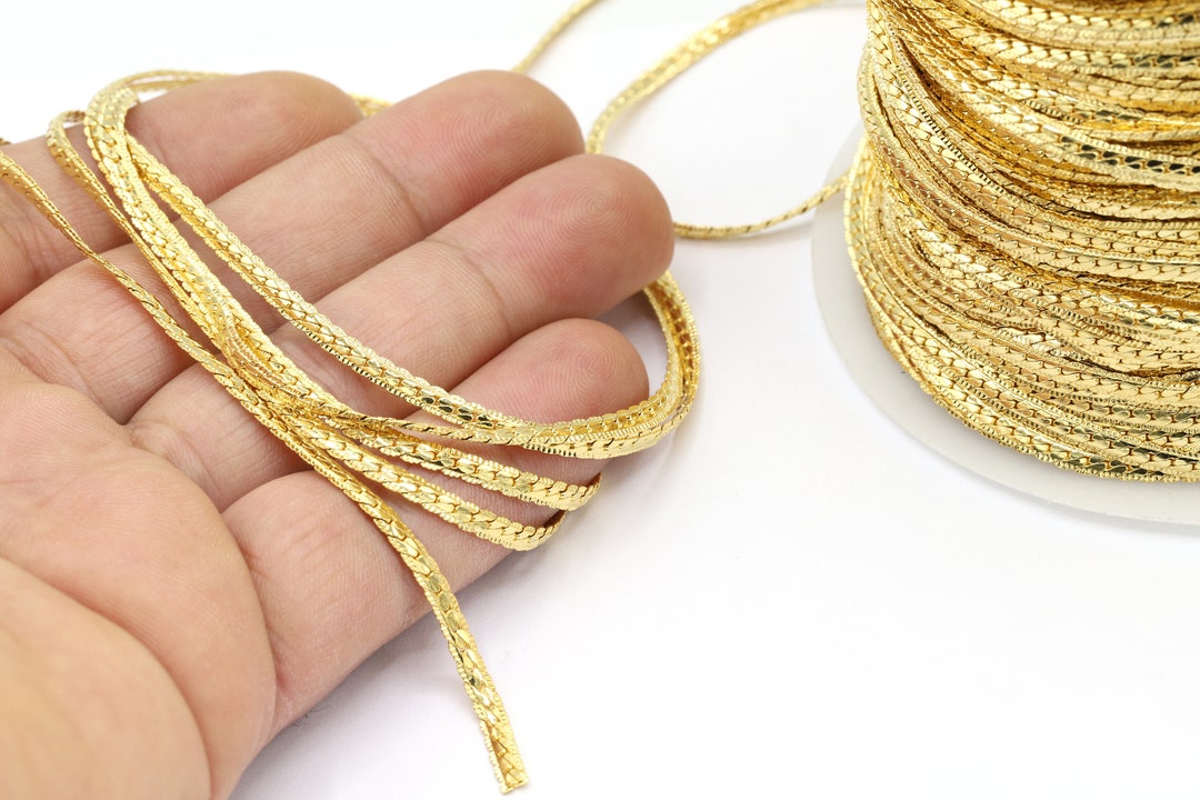 3mm 24 K Shiny Gold Plated Cobra Chains, Snake Chains, Brass Snake ...